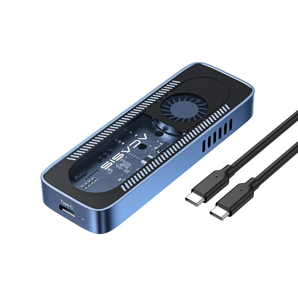 Внешний корпус для M.2 PCIe NVMe SSD ACASIS EC-6608Air (Al, серый, Type-C, USB 3.2 Gen 2x1 10Gbps, silent fan)