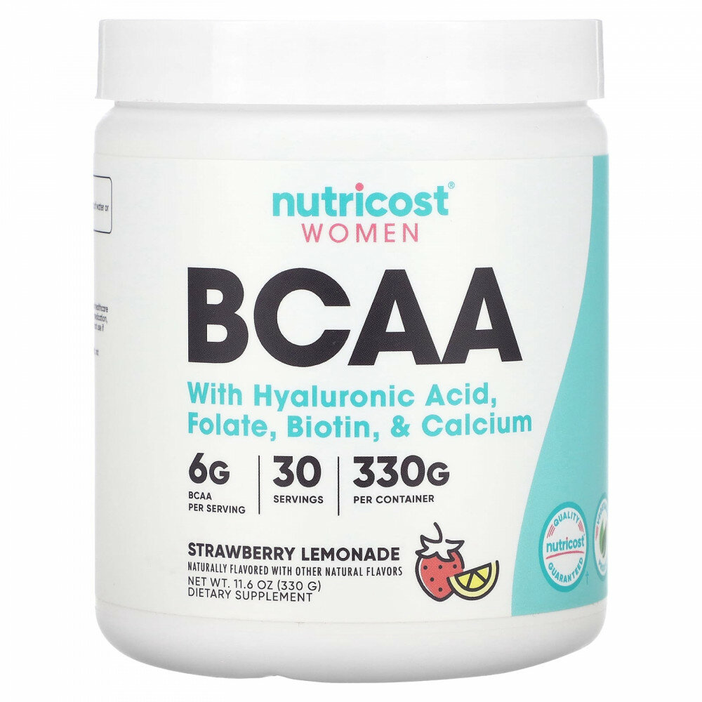 Nutricost, BCAA для женщин, со вкусом клубничного лимонада, 342 г (12,2 унции)