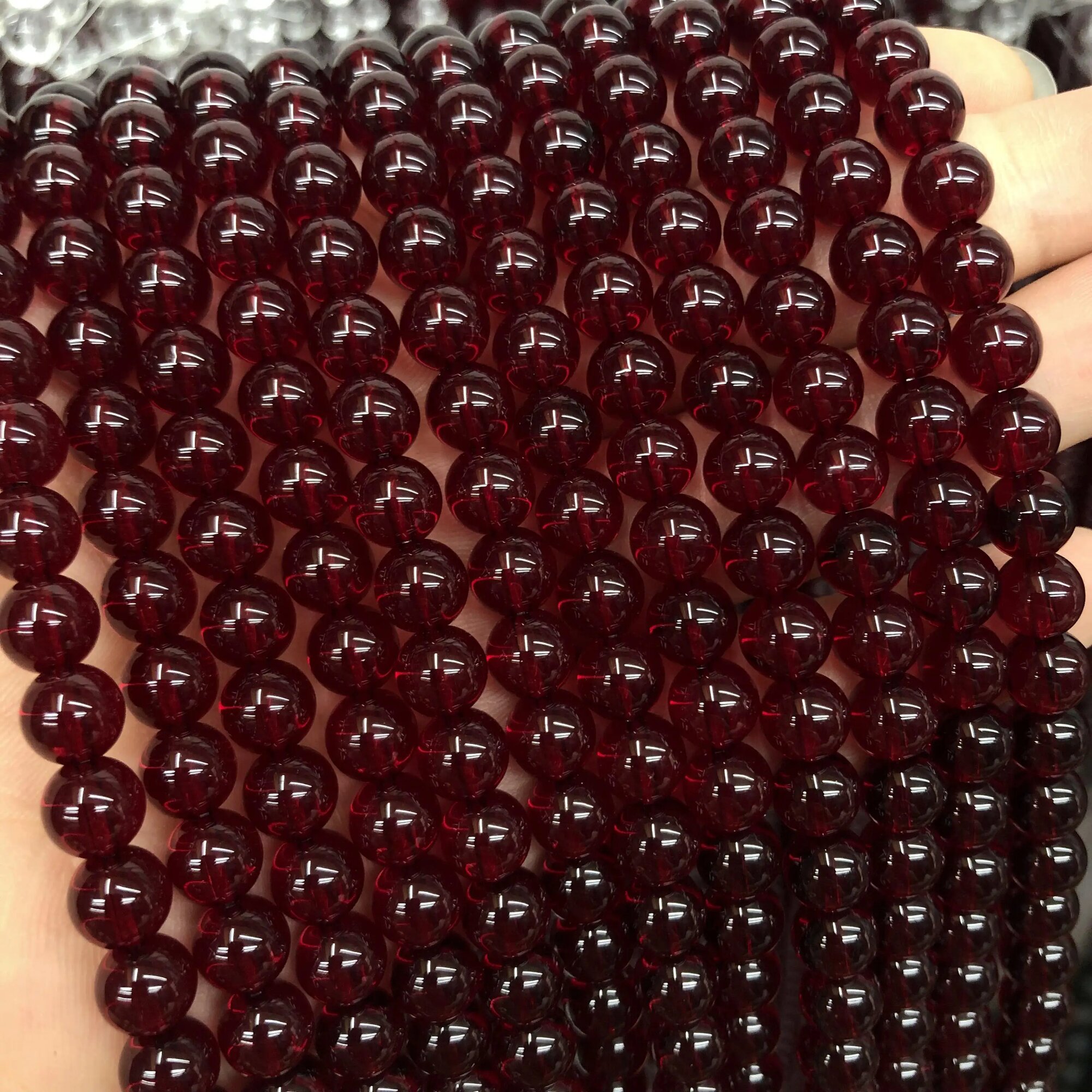 Стеклянные бусины Роуз энд биーズ гранат Бордовый, 12mm 32pcs beads, Garnet Red