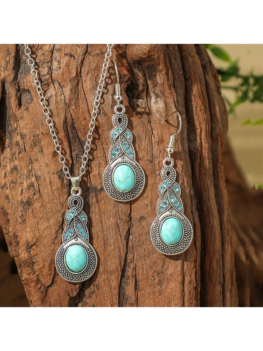 Комплект бижутерии be self true: цепь, бирюза синтетическая