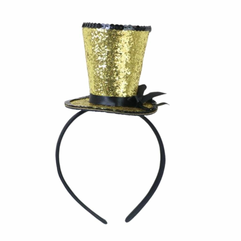 (1 штука) Шляпа с блестками, повязка на голову-золотой бант