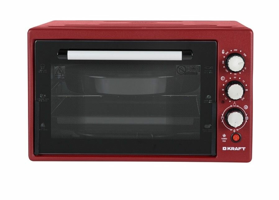 Kraft Мини-печь электрическая KF-MO 3804 KR, красная, 38 литров, с конвекцией