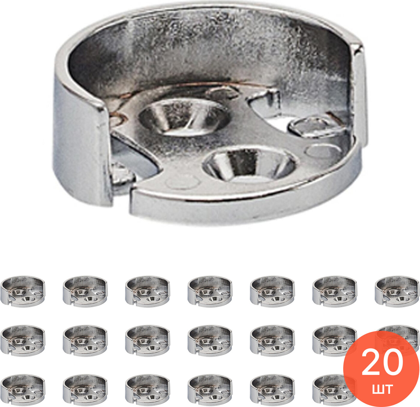 Держатель для трубы Element / Элемент для мебели из стали, цвет хром, 2шт. / крепеж и фурнитура (комплект из 20 шт)