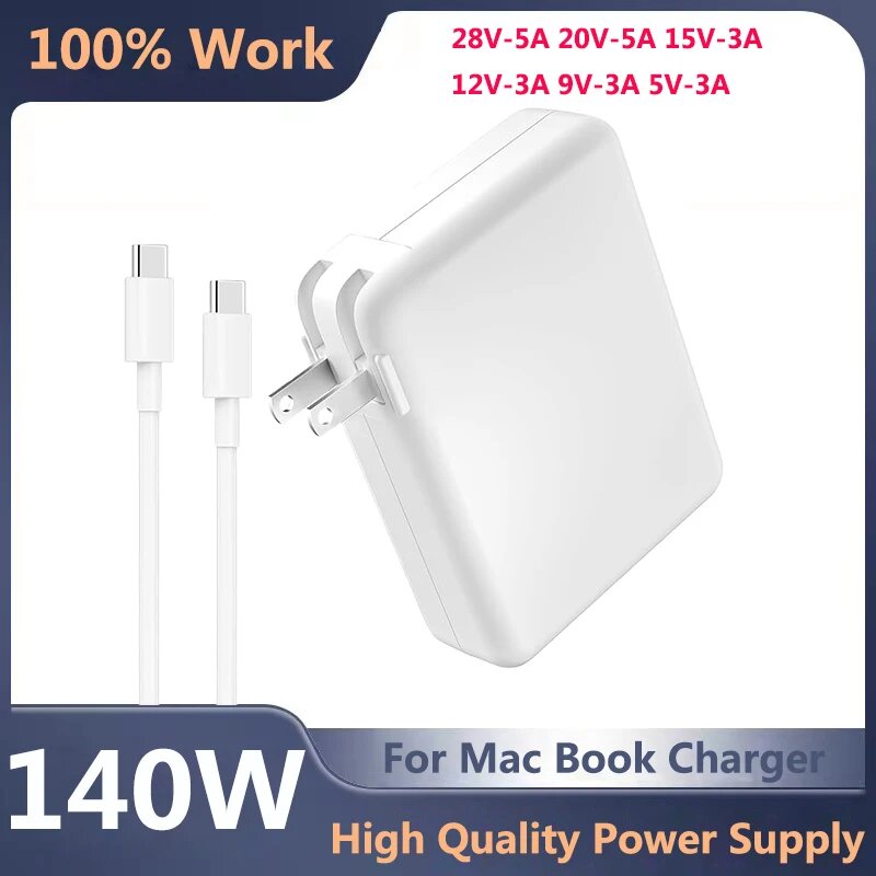 Зарядное устройство USB C, 140 Вт, адаптер питания для MacBook Pro, MacBook EU Plug, PD 140W C TO C