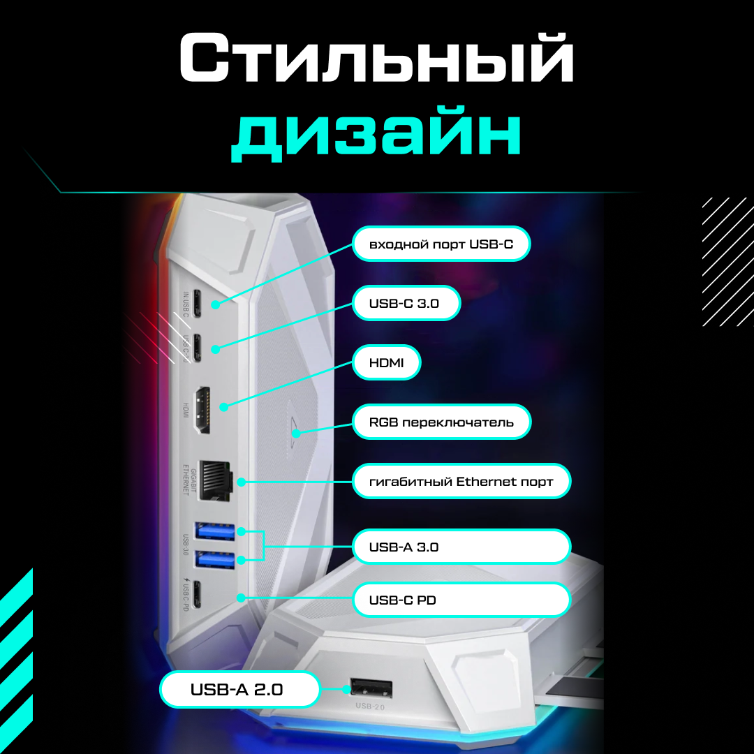 Док-станция JSAUX RGB для Valve Steam Deck / Steam Deck OLED / ROG Ally ...