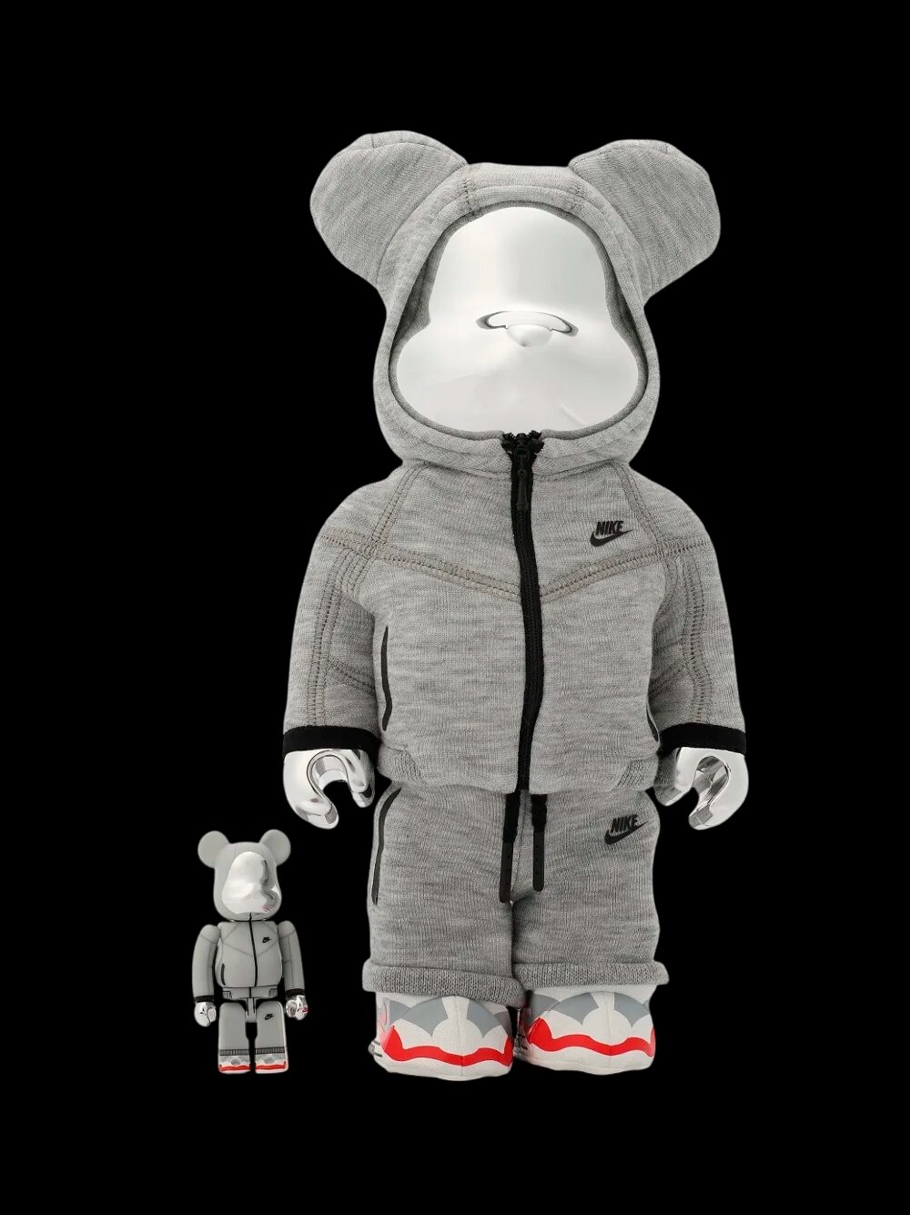 Коллекционная оригинальная фигура Bearbrick Nike Tech Fleece N98 400% 100% / 28 см высота / Ламиниpoванный ABS пластик