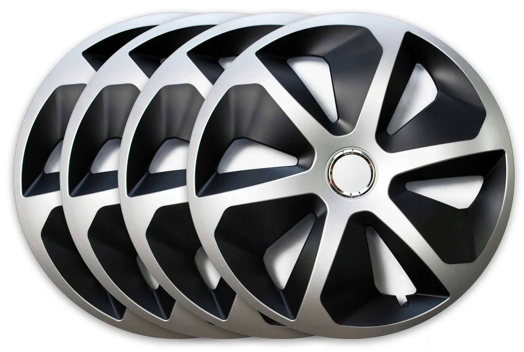 Колпак колеса JESSE LAI R-17 роко микс, 4 шт, черно-серебряный