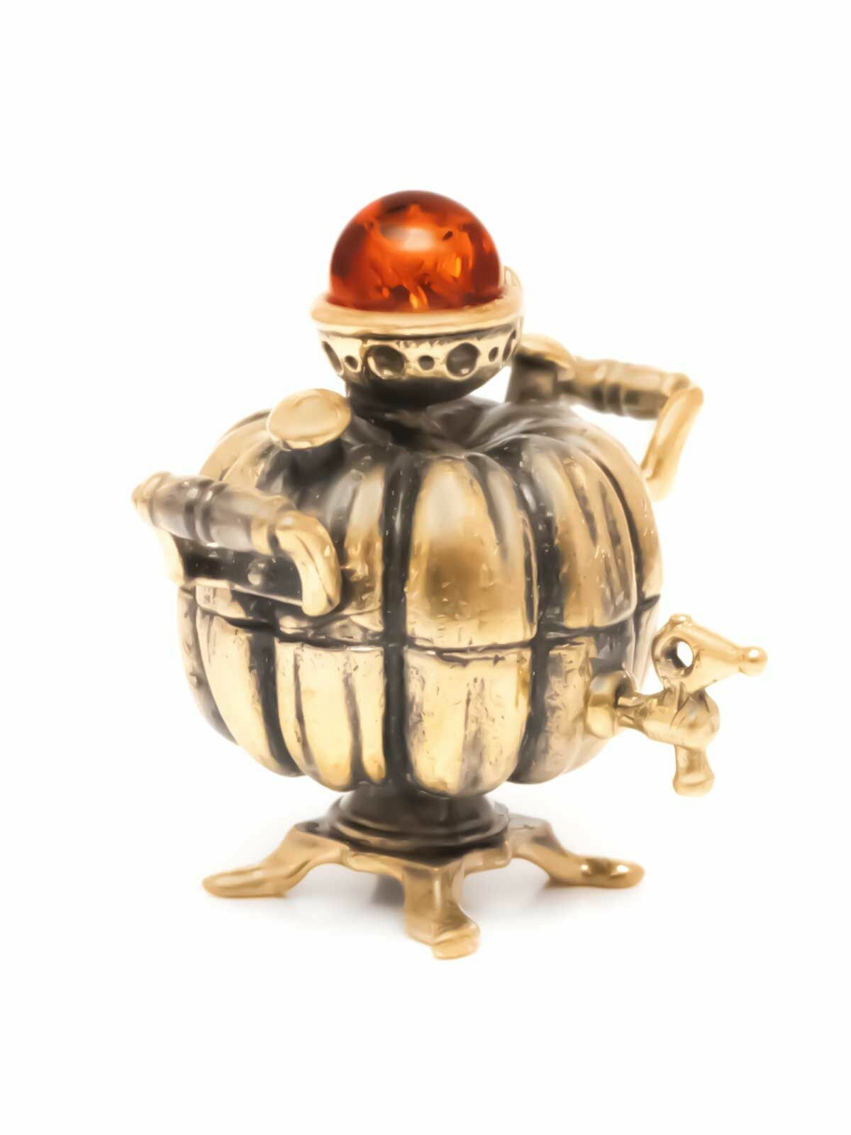 Сувенирная фигурка - Русский Самовар Тыковка, Балтийский Янтарь, 3,7 см