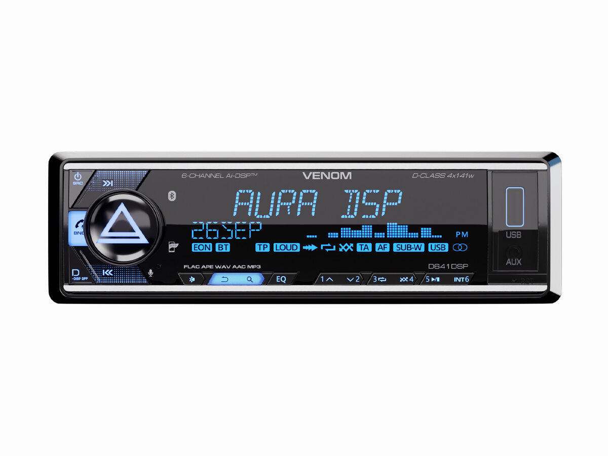 Автомагнитола Aura VENOM-D641 DSP 1Din, Bluetoоth, USB, AUX, MP3, WAV, APE, AAC