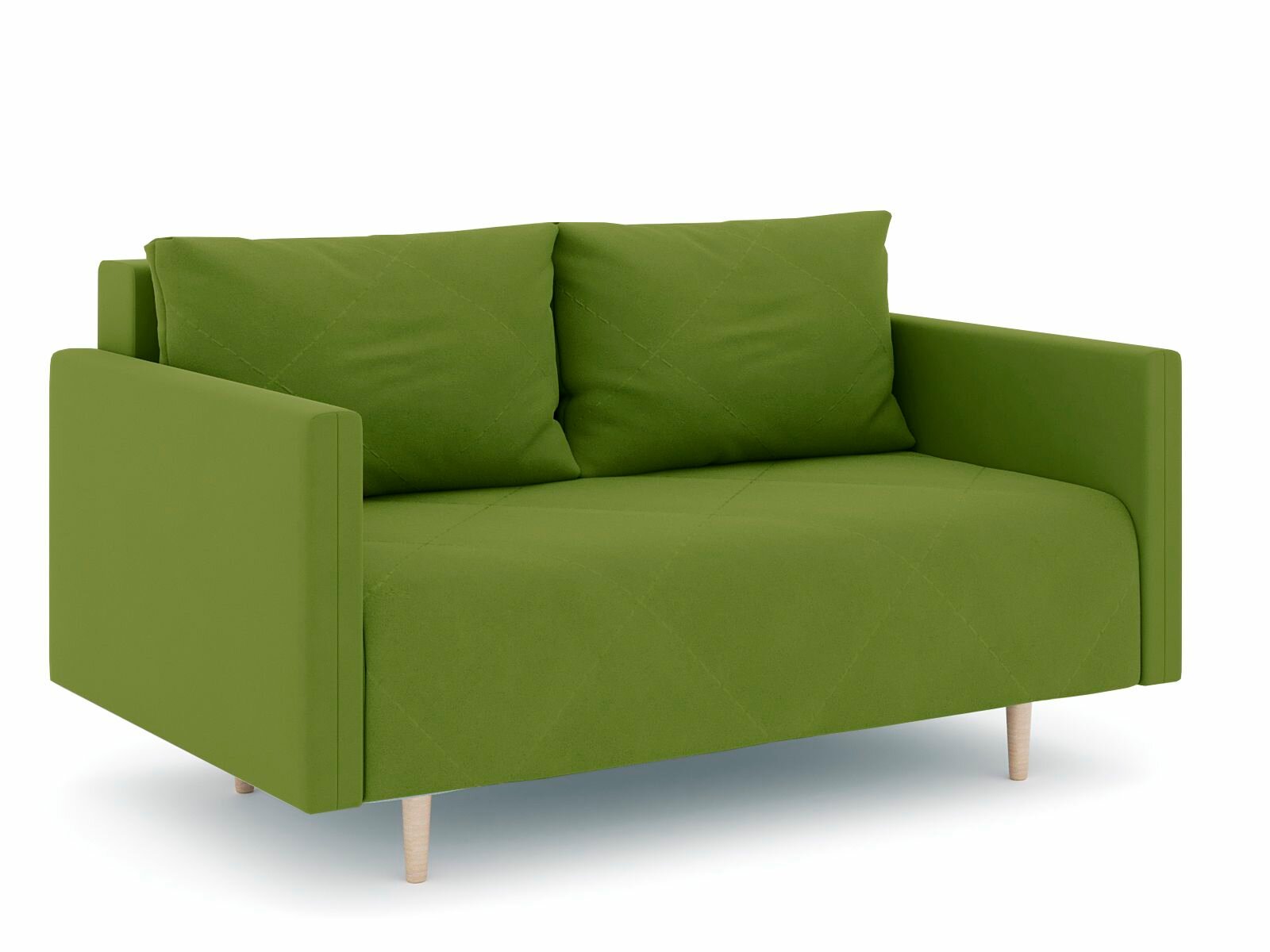 Диван Милли мини 2-х местный с локтями, без механизма трансформации, велюр Зара Грин 29