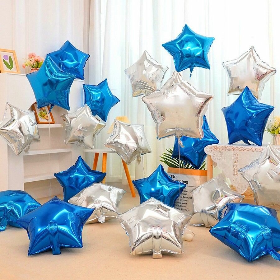 Воздушные фольгированные шары Звезды 20шт 46см