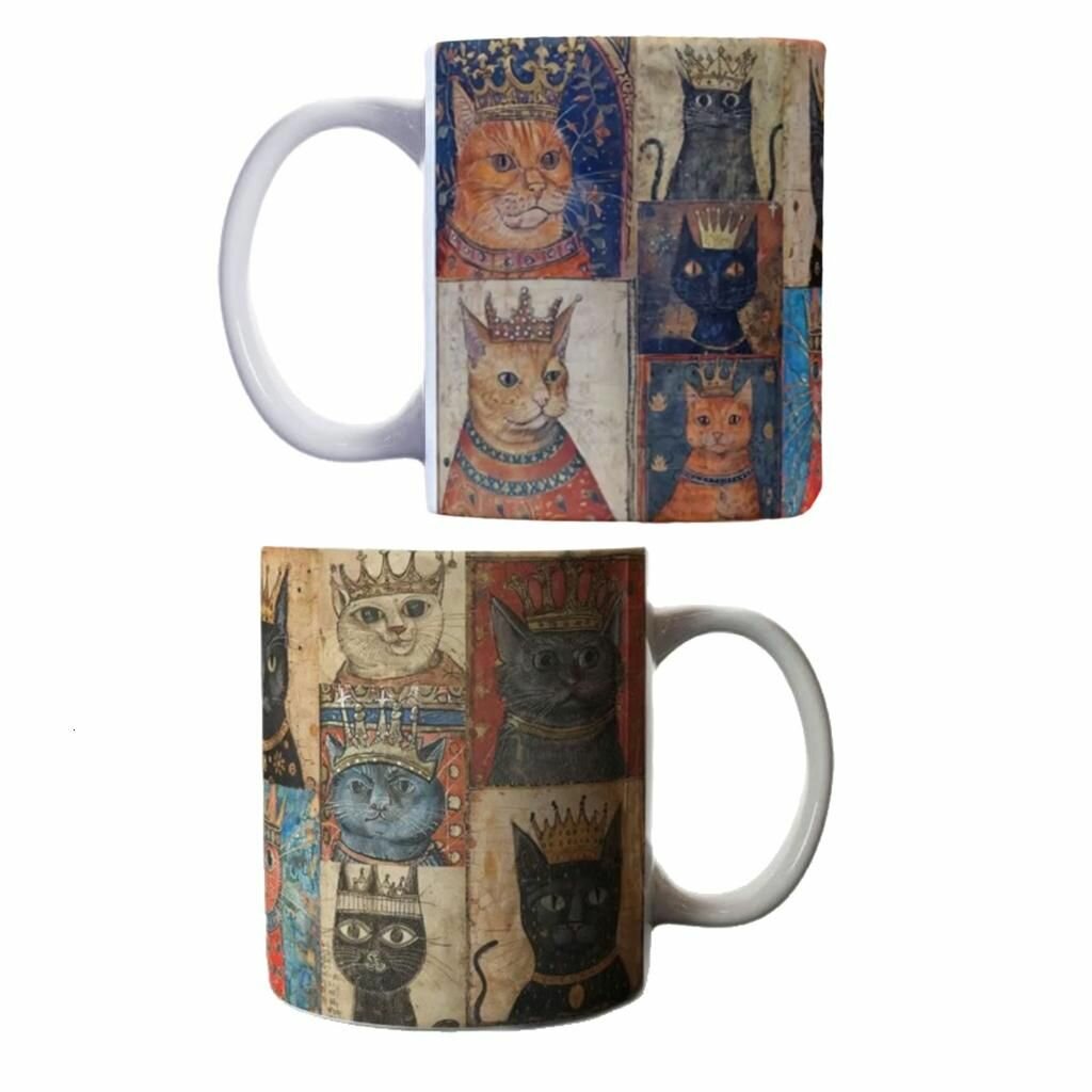 Кружка "Средневековый коронационный кот"-набор из 2 предметов