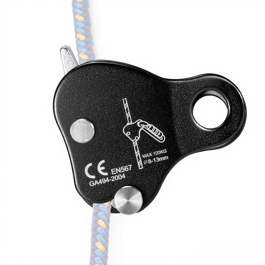 Ascender для альпинизма и деревообработки, защита веревки, устройство для страховки, для веревки 8-13 мм, для альпинизма в горах, грузоподъемность 220 LB, черный/синий/оранжевый, алюминий 7075, размер 7.7*7.5 см, вес 91 г, 1 шт.