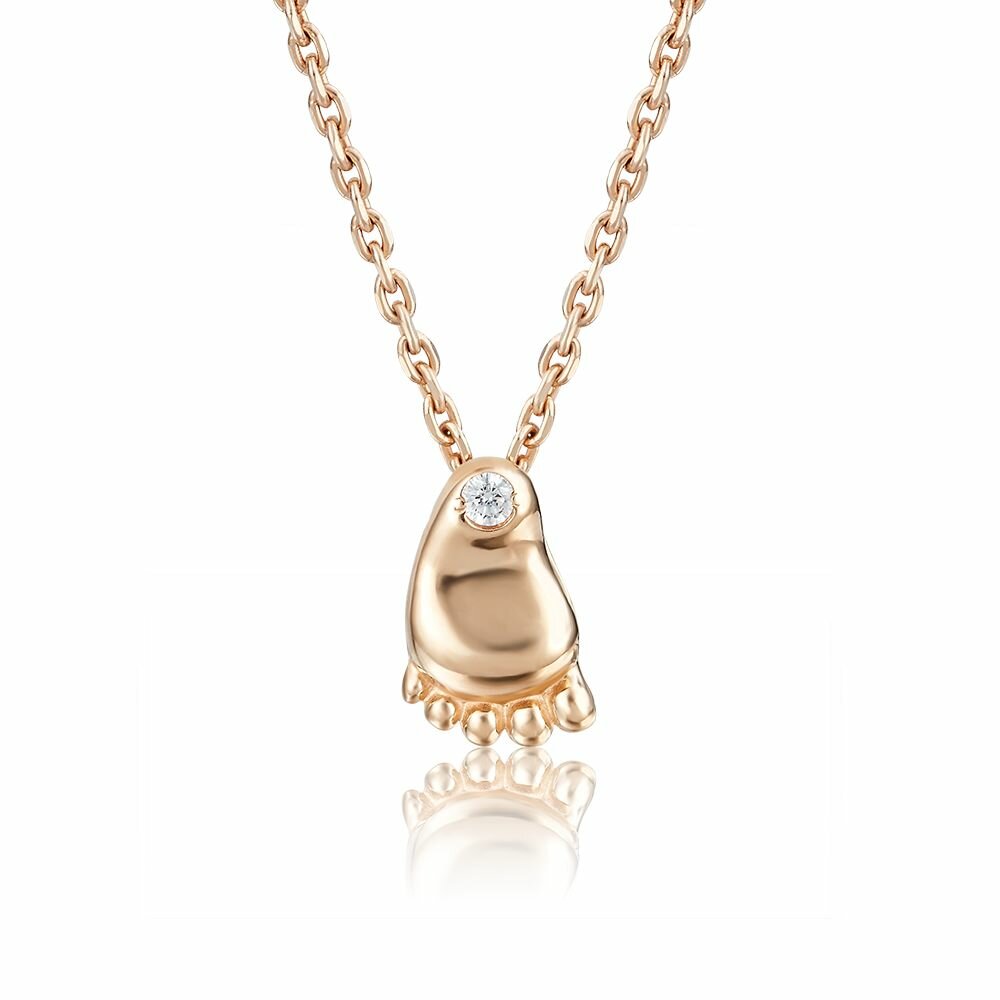 Подвеска, красное золото, 585 проба, фианит