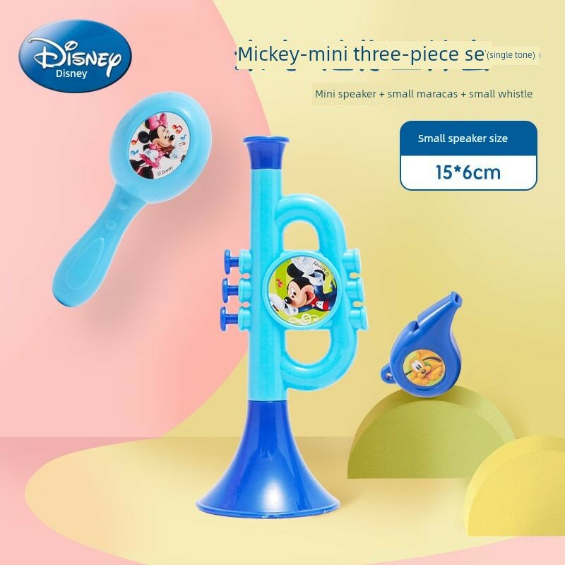 Детская игрушка Disney Mickey, игрушечный тромбон для мальчиков, музыкальный инструмент, гармоника, флейта, саксофон,