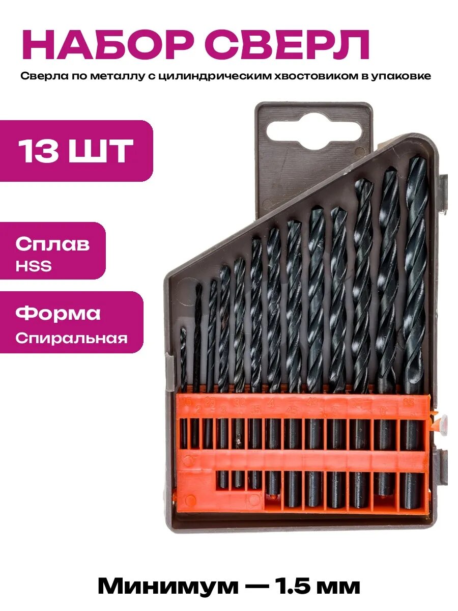Сверла по металлу HSS сталь спиральные для шуруповерта 22130