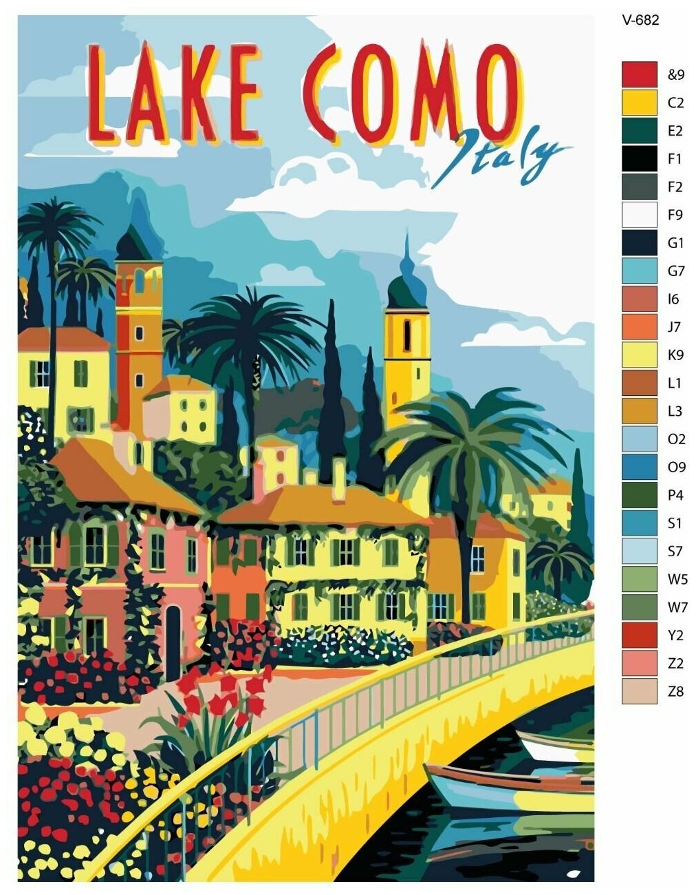 Картина по номерам V-682 "Италия. Комо постер", 60x90 см