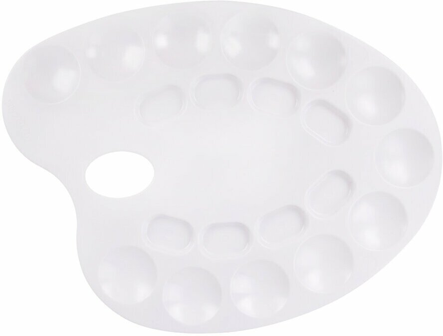 Палитра для рисования пифагор белая, пластиковая, овальная, 20 ячеек, 227808, 227808