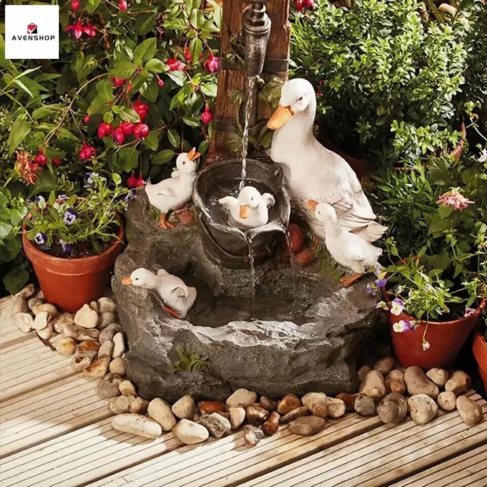 Солнечная энергия в проточной воде для уток, украшение внутреннего двора, имитация бассейна, ландшафт