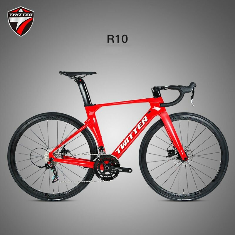 Дорожный велосипед TWITTER R10 27.5' Carbon Racing Road Bike передние и задние дисковые тормоза 22 скорости -enj