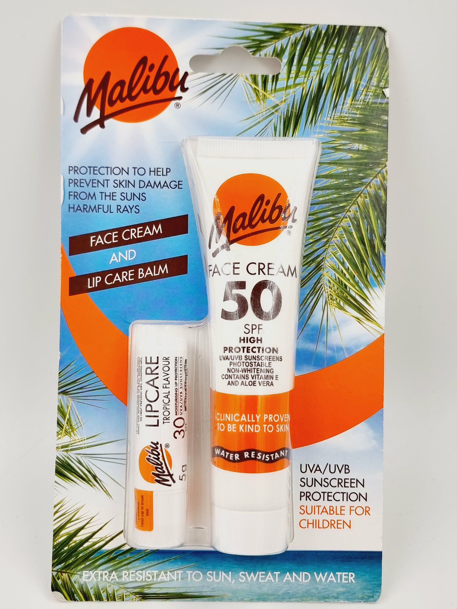 Набор Malibu Крем для лица Spf 50 (40 мл) и бальзам для губ Spf 30 (5 г), Великобритания