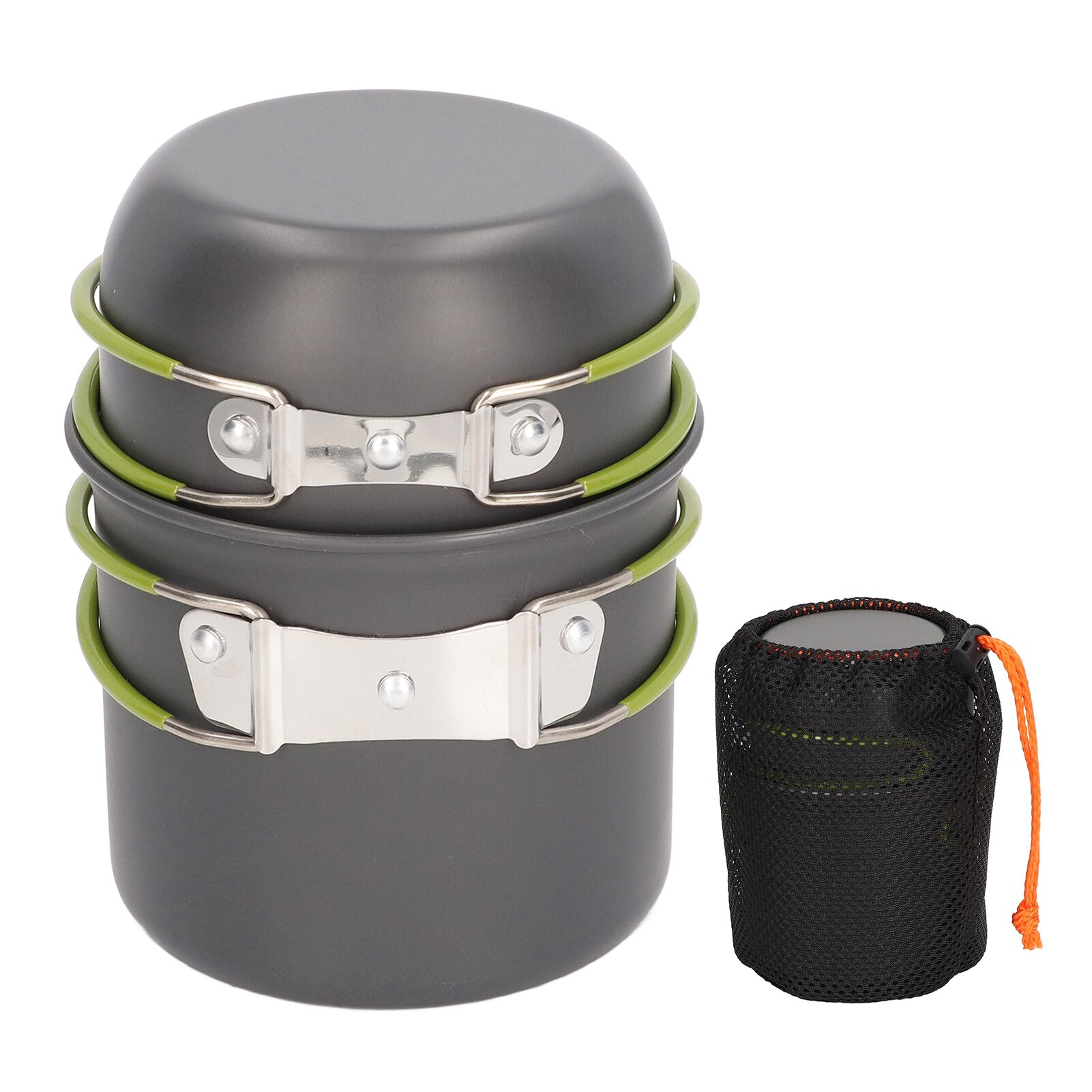 Походная кастрюля из пищевого металла, защищенная от ожогов, со складной ручкой. Широко используемая походная посуда для кемпинга, путешествий и пикников.