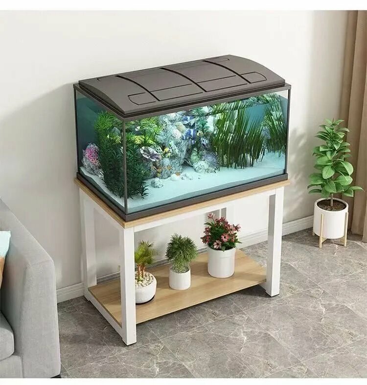 Подставка для аквариума, железный кронштейн, двухслойная，белое，90*70*40