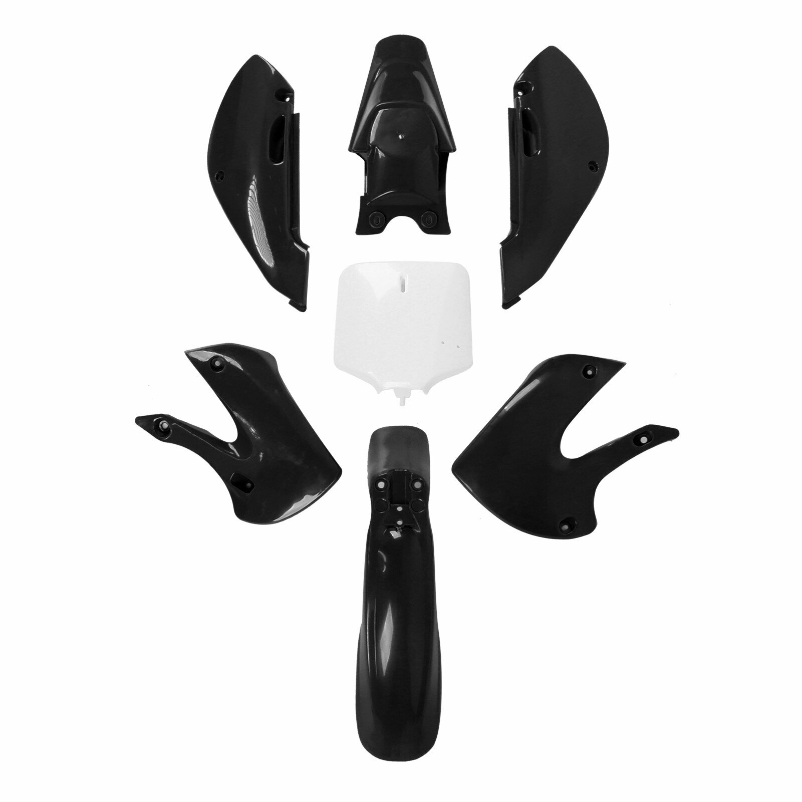 Комплект сменных крыльев, обтекателей и крышек топливного бака для мотоцикла KLX110 KX65 DRZ110 RM65Black