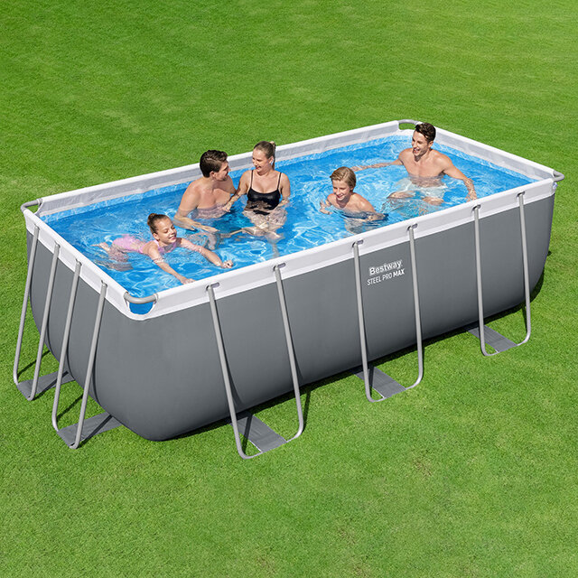 Прямоугольный каркасный бассейн 56457 Bestway Steel Pro Max 412*201*122 см, песочный фильтр-насос, аксессуары, Bestway, 56457