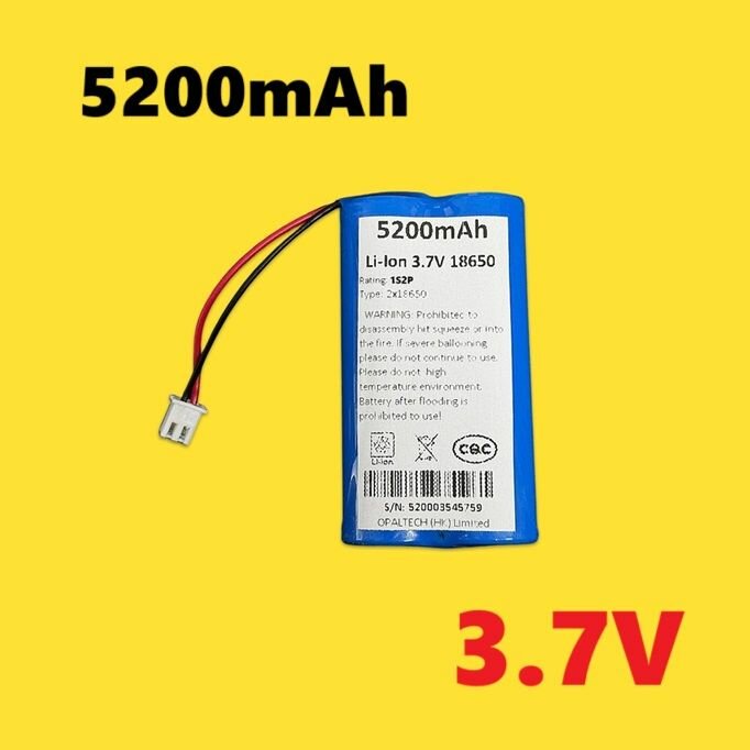 Аккумулятор 3.7V 18650 1S2P 5200mAh Battery 3,7 Вольт сдвоенный белый двойной разъем JST XH2.54 2-Pin 2 пин, запчасти синяя батарейка в звуковая колонка, пылесос 2Pin фишка коннектор