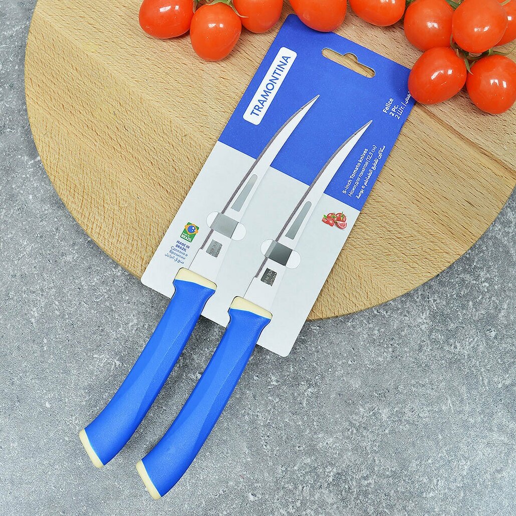 Набор кухонных ножей «Tramontina Felice» 12,7см, нержавеющая сталь, 2шт, синие ручки