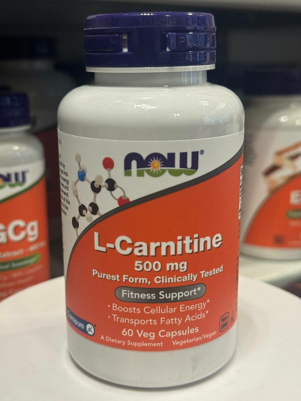 NOW L-Carnitine 500 mg, Чистый L-карнитин — поддержка энергии и физической формы, 60 капсул
