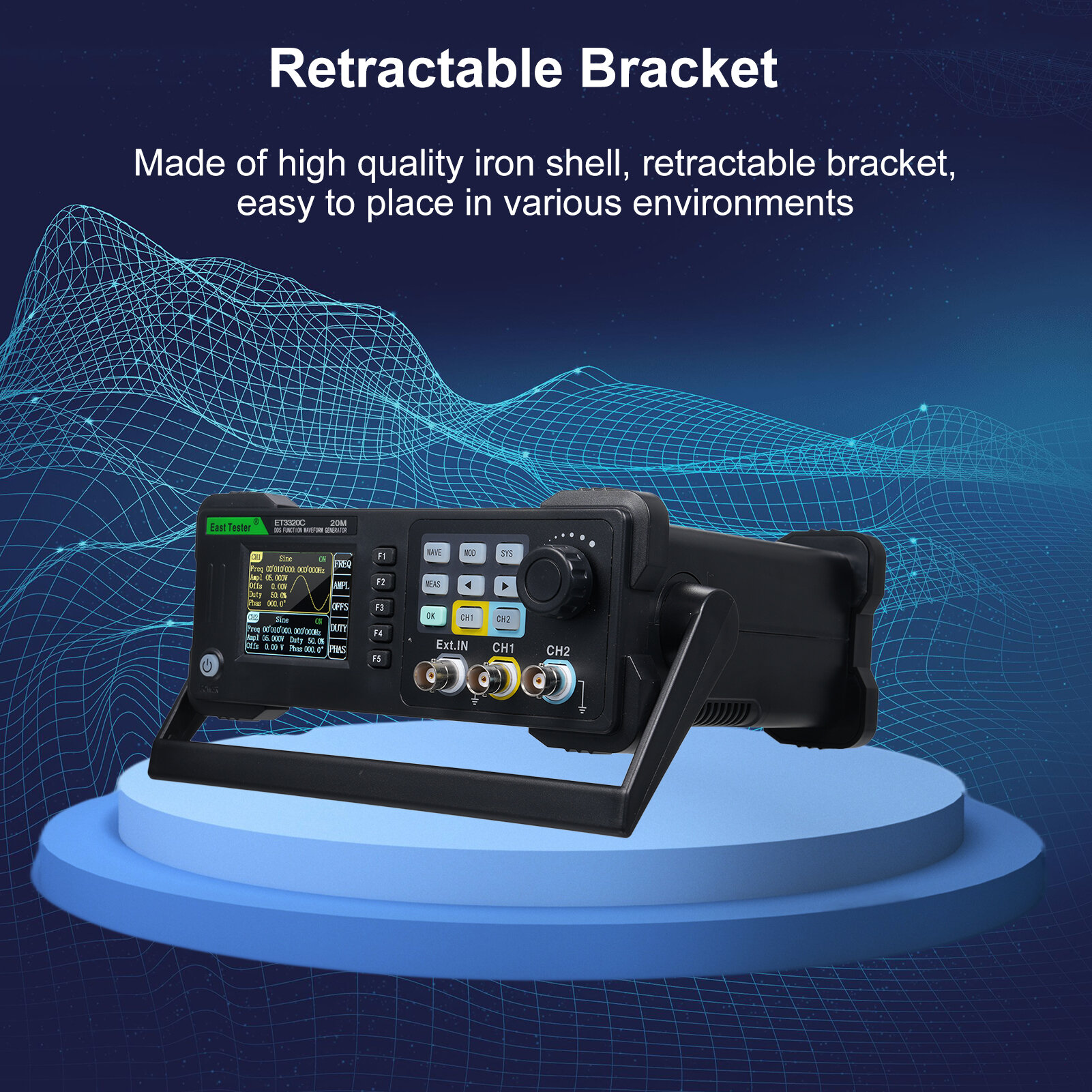 East Tester Двухканальный генератор сигналов произвольной формы/функций 20 МГц Измеритель частоты ET3320C Источник импульсного сигнала Частота дискретизации 200MSa/s