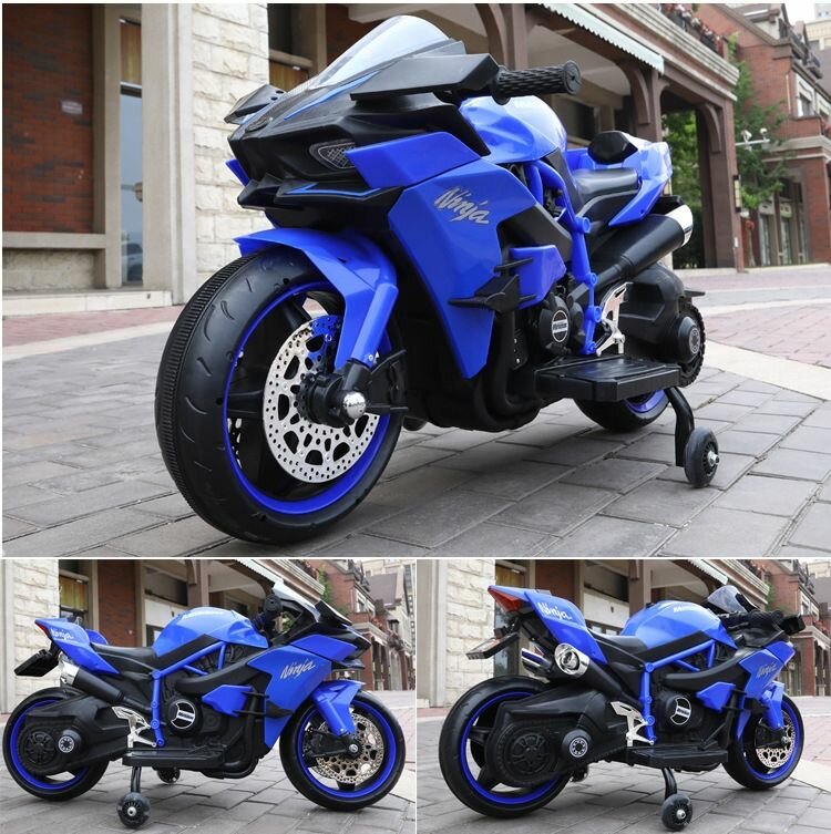 Электромобиль "Мотоцикл", для детей от 5 лет, синий, 1 место