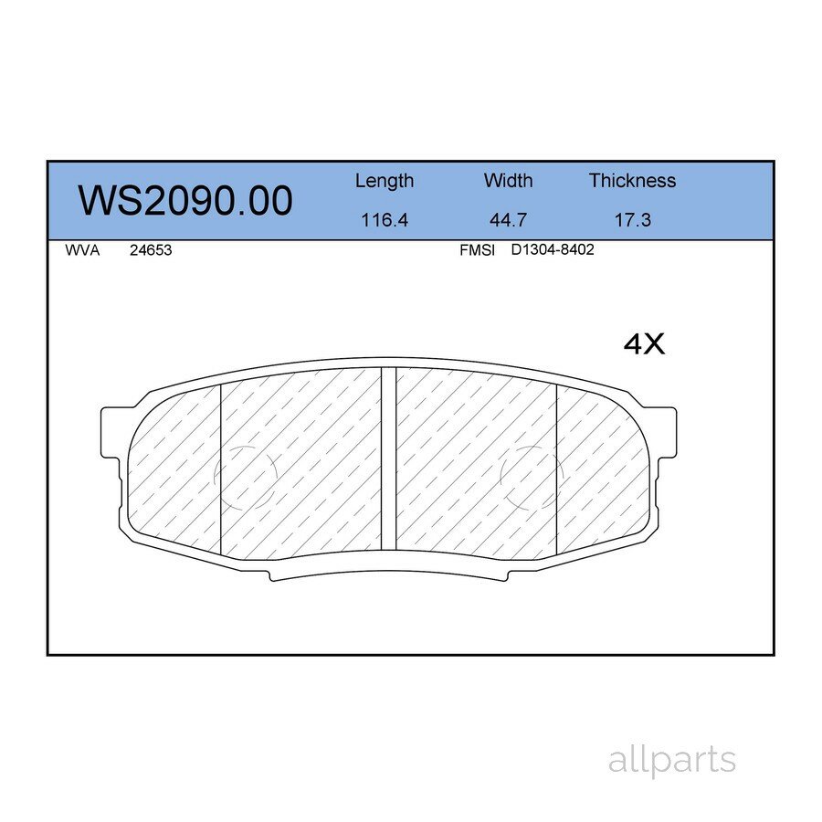 JEENICE WS209000 Колодки тормозные дисковые | зад |