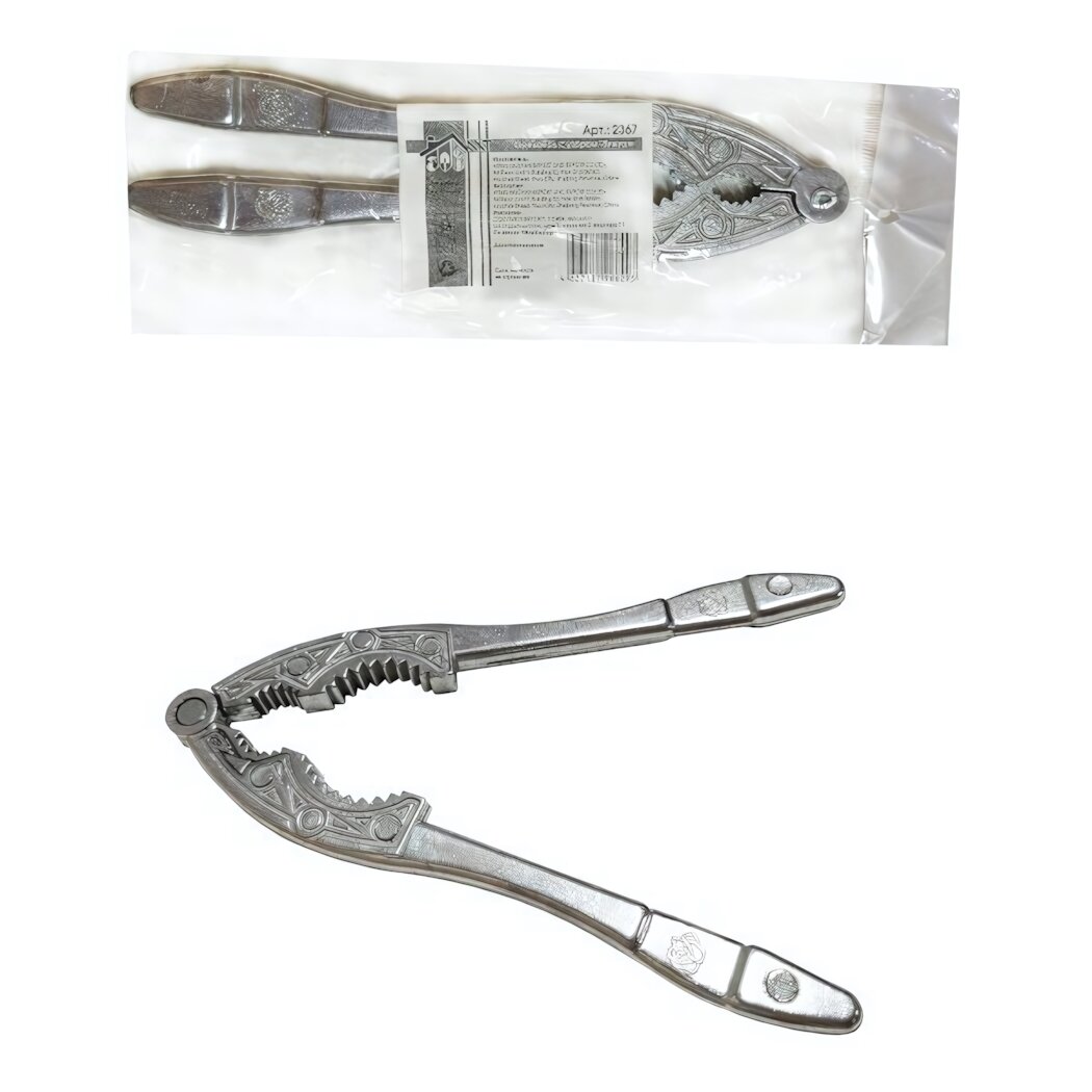 Орехокол с узором "Винтаж" из металла, прочный и удобный для дома