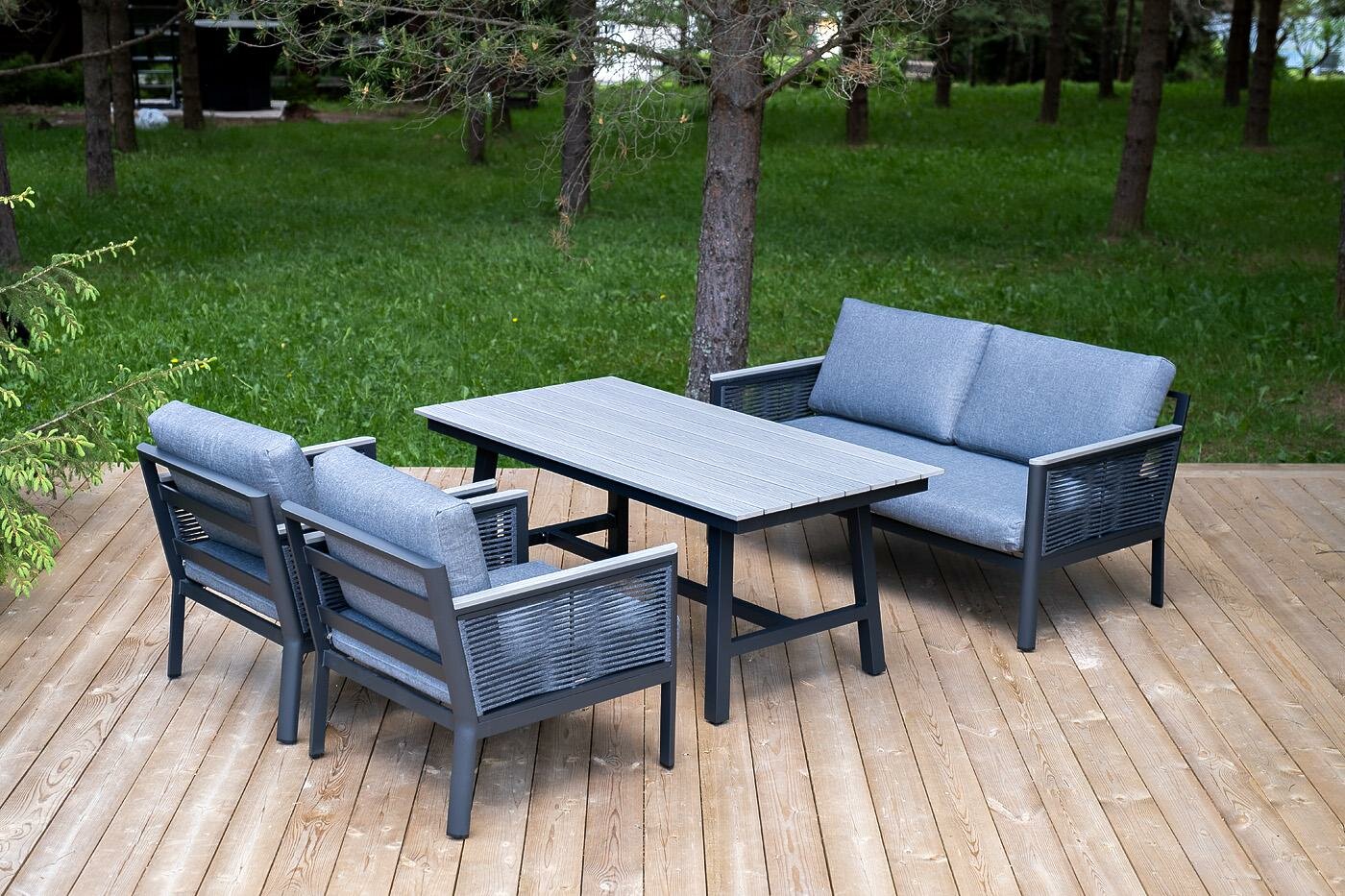 Лаунж зона 4SIS "Сан Ремо" комплект садовый для лаунж-зоны серый арт. SRS2C2T-4-SET grey