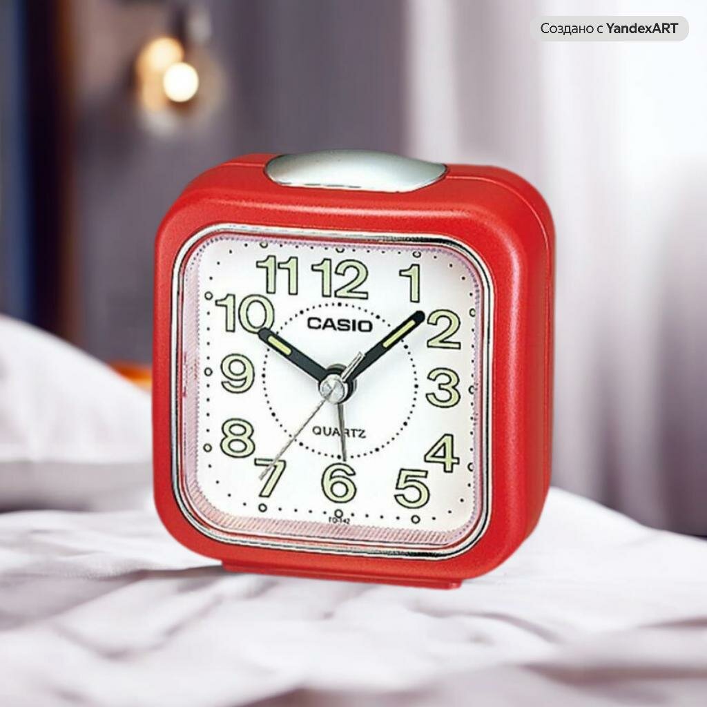 Будильник CASIO оригинальный, кварцевый на батарейке TQ-142-4D