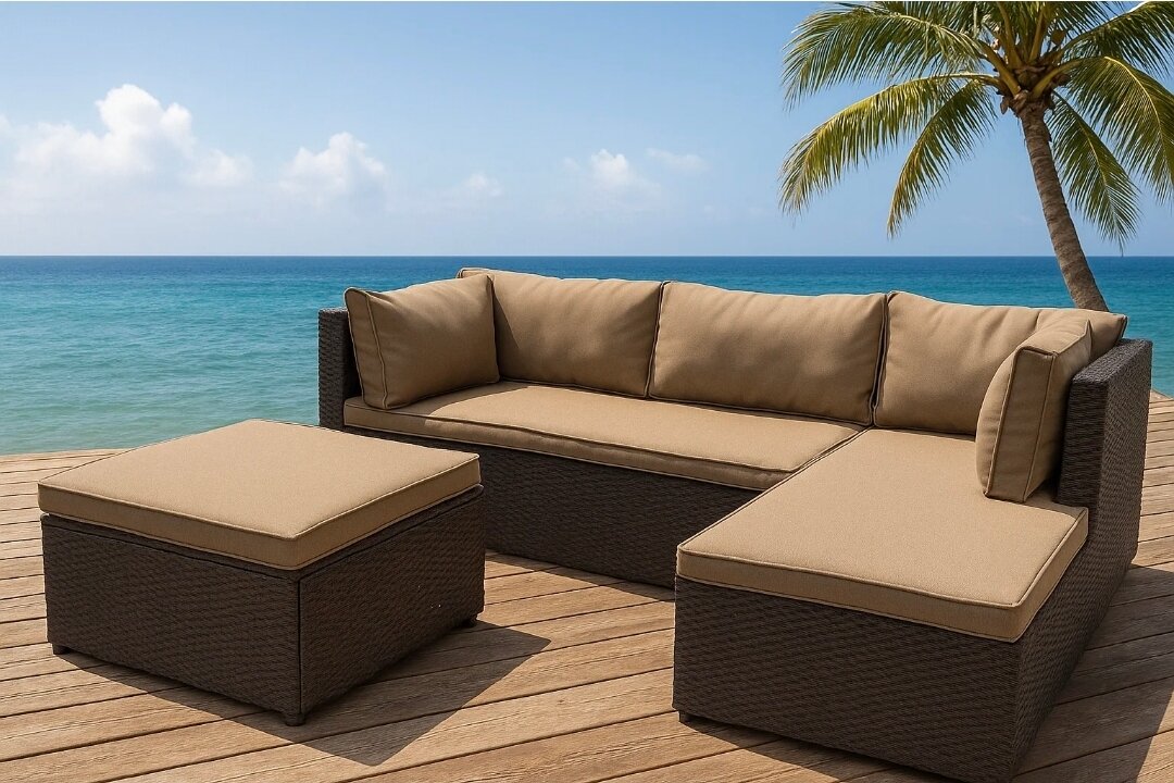 Угловой диван с тумбой Санторини / Комплект мебели для сада
