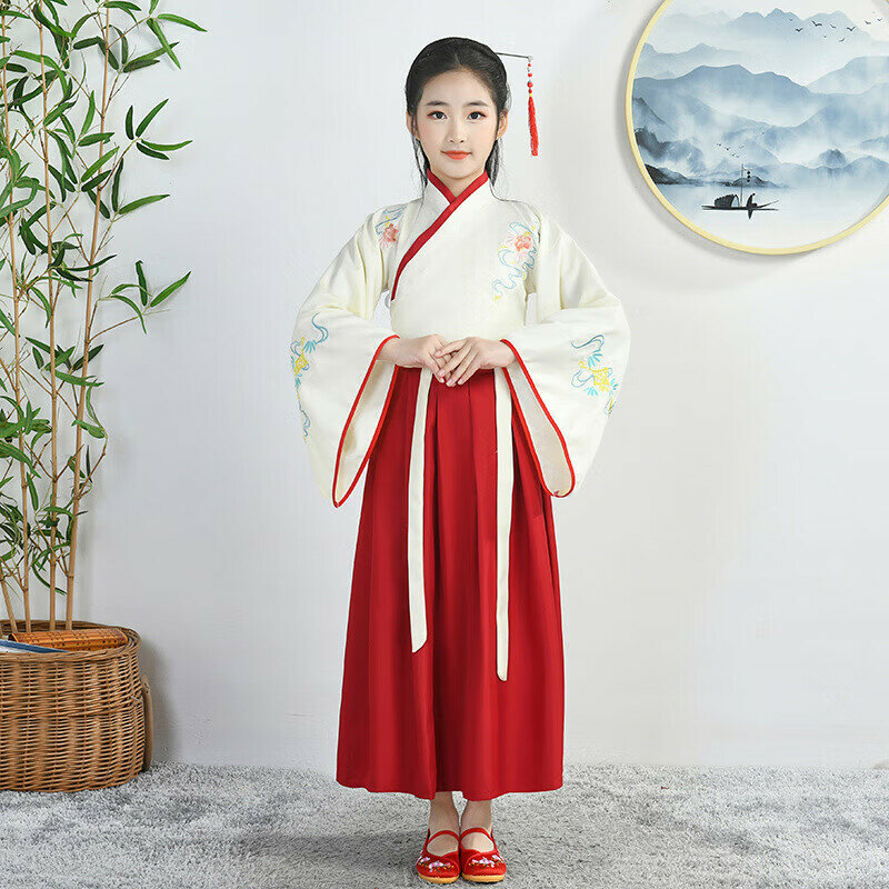 Babyprints Children's Hanfu Ancient Costume Performance Outfit, Elementary School Student Performance Costume, Chinese-Style Clothing, Girls' Traditional Costume, Female Style 130