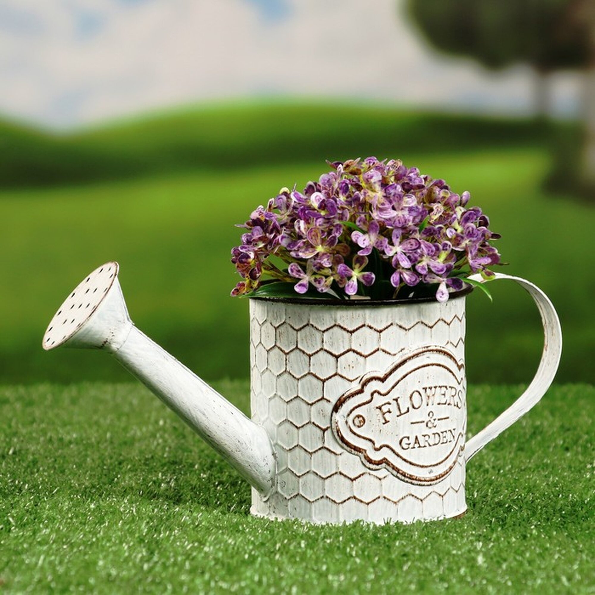 Кашпо Take It Easy «Лейка», металл, белое, 24 см х 10 см х 10 см