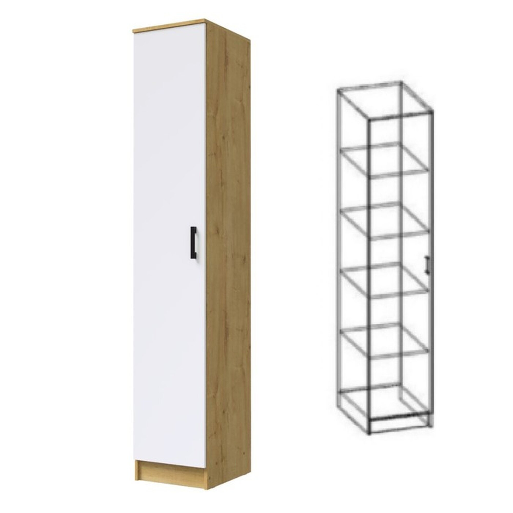 Шкаф Сима-ленд "Соло", ЛДСП, 400x490x2200мм, распашные двери, дуб вотан/белый