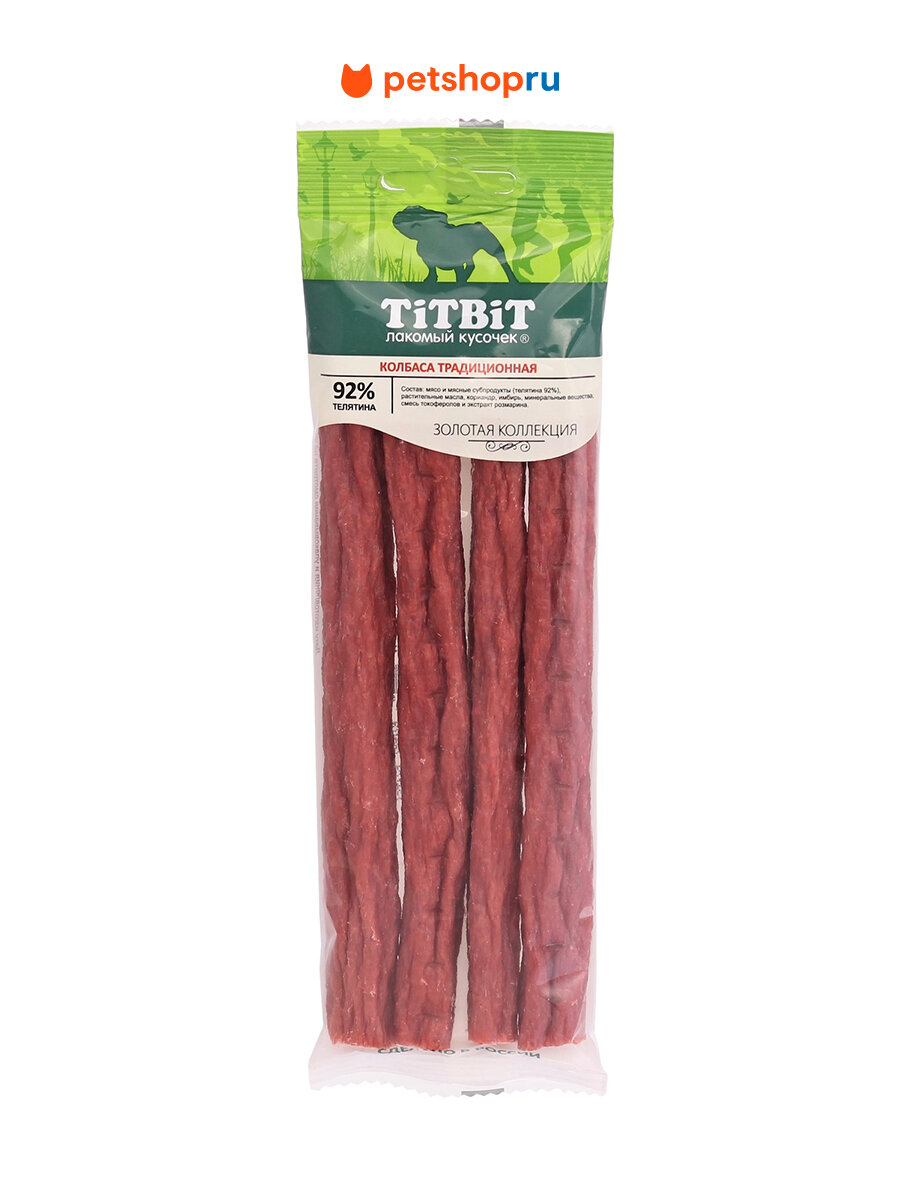 TiTBiT Лакомство для собак Золотая коллекция Колбаса "Традиционная", 80г