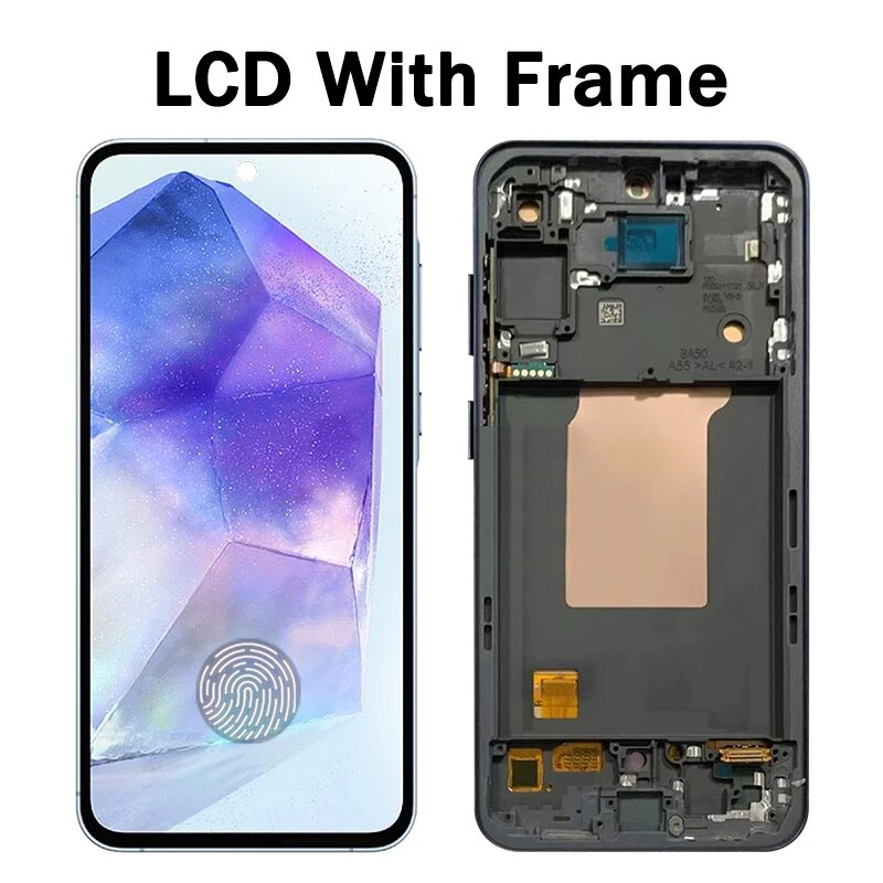 6,6-дюймовый Super AMOLED дисплей для Samsung A55 5G A556B A556E A5560, сенсорный экран, дигитайзер, рамка для Samsung A556