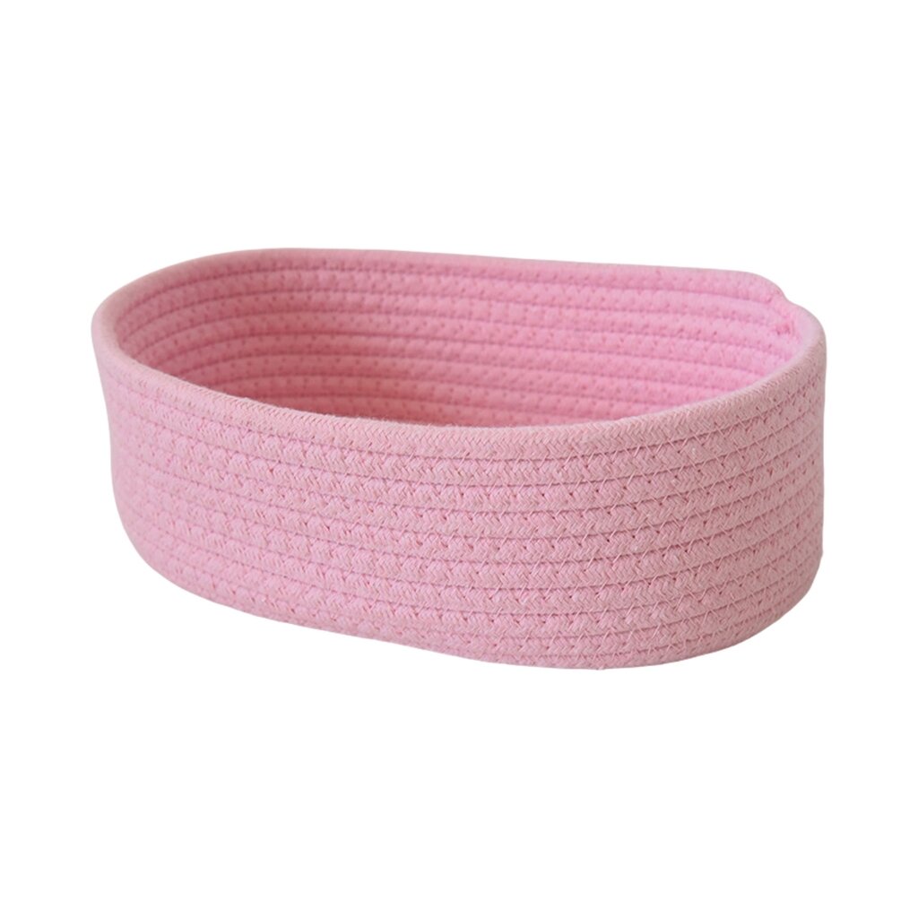 Корзина для хранения, организованная корзиной из хлопчатобумажной веревки, корзина для хранения туалетных принадлежностей для ванной комнаты-розовый