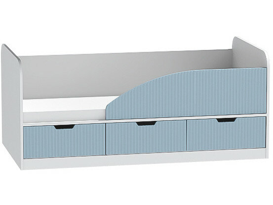 Детская кровать МДФ, Правая Белый/Антакртида (Фрезеровка Полосы)