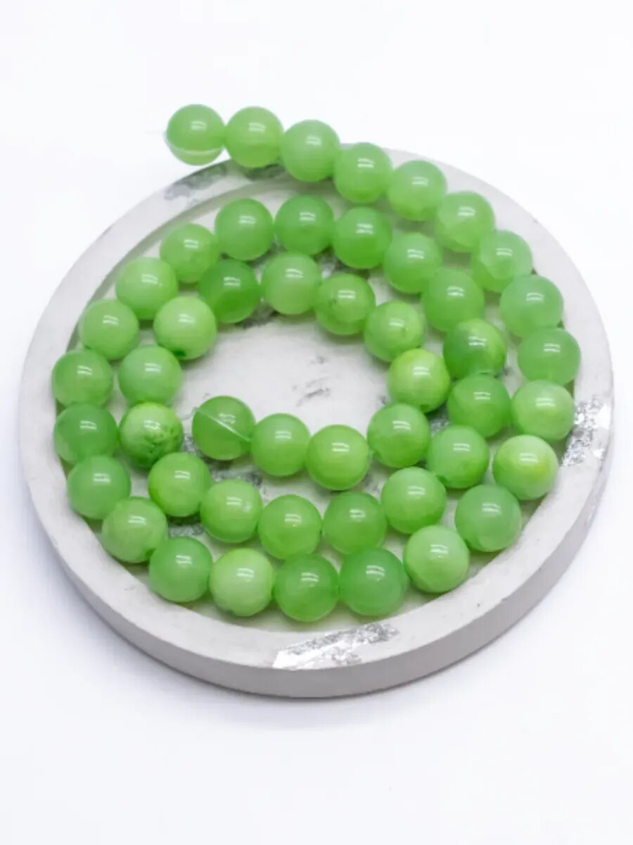 1457 Натуральный оникс зеленый 8 мм 1 штук для браслетов NEW