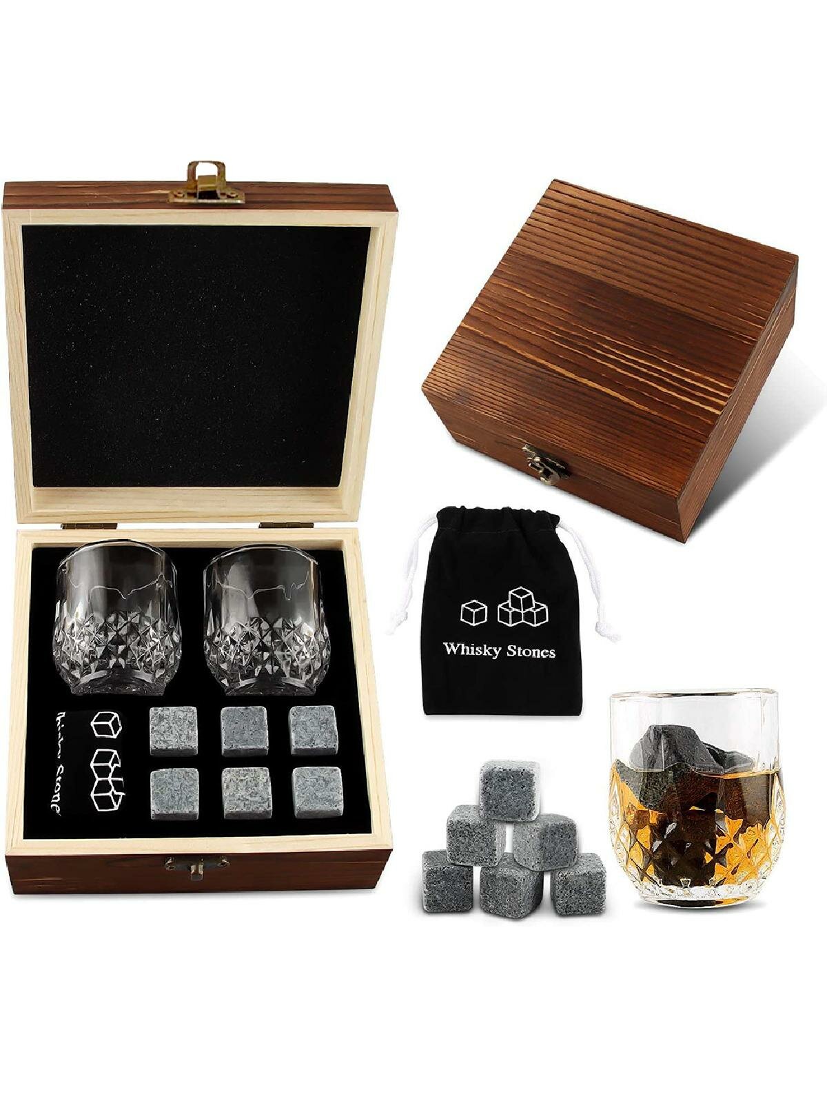 Подарочный набор камней для виски. Мраморные кубики льда для виски. Многоразовые камни для охлаждения виски. Специальный подарок для мужа и отца.