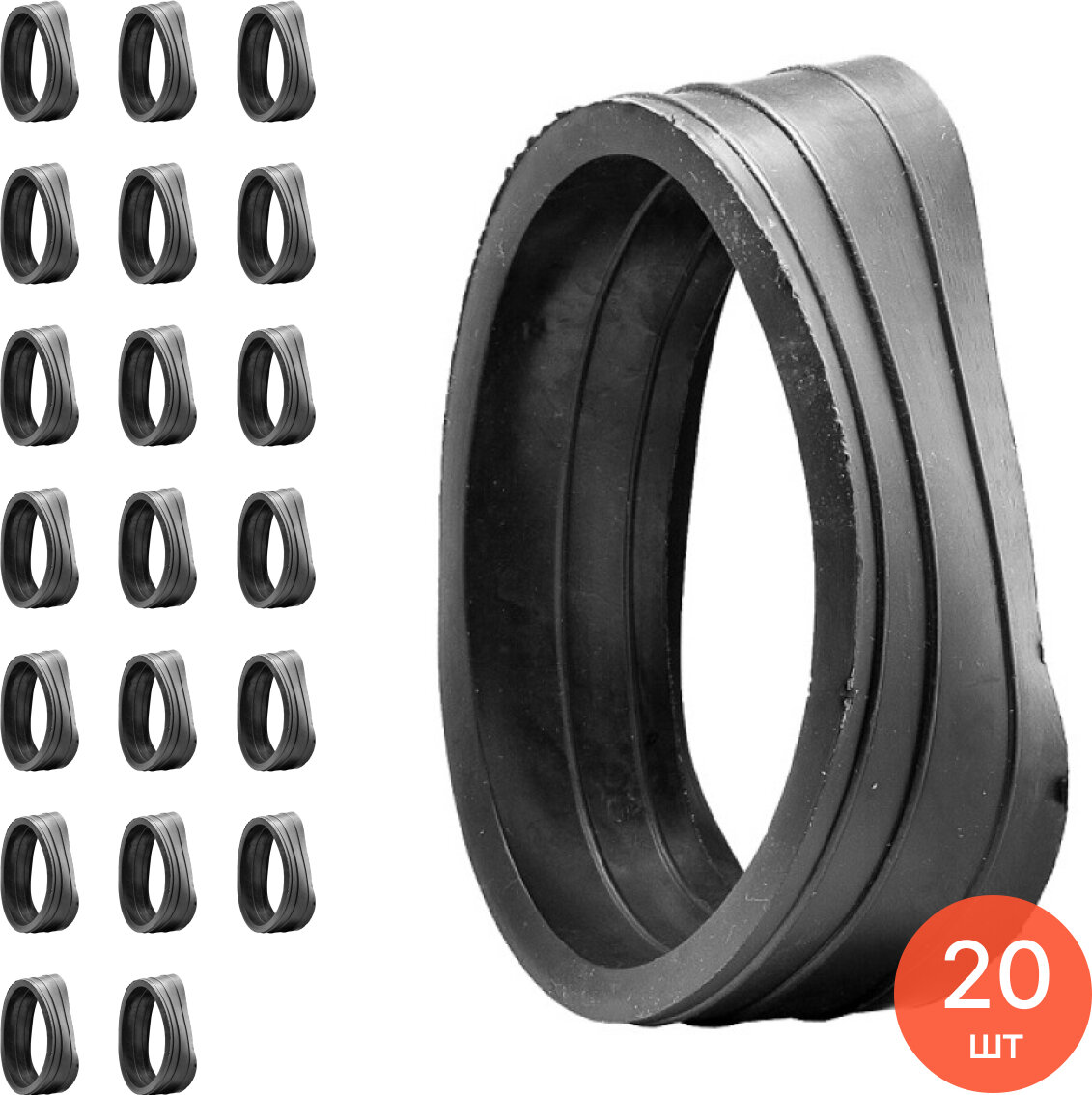 Манжета для унитаза ТЗ переходная приборная выпускная для канализации, из резины, черная, 110мм / сантехника (комплект из 20 шт)