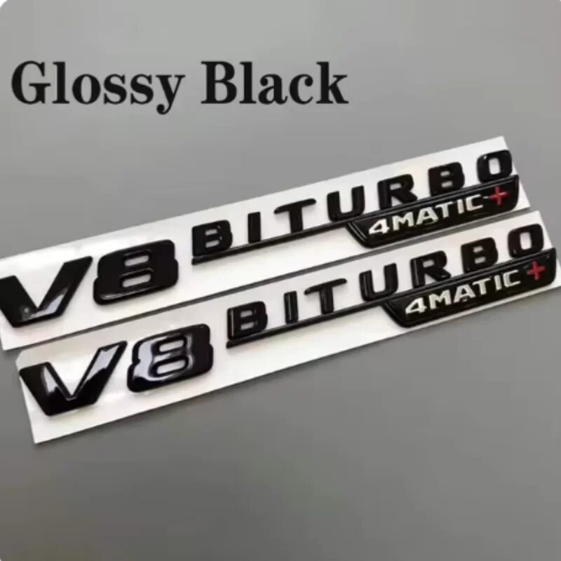2 шт. 3D-эмблемы V8 BITURBO 4MATIC Glossy Black